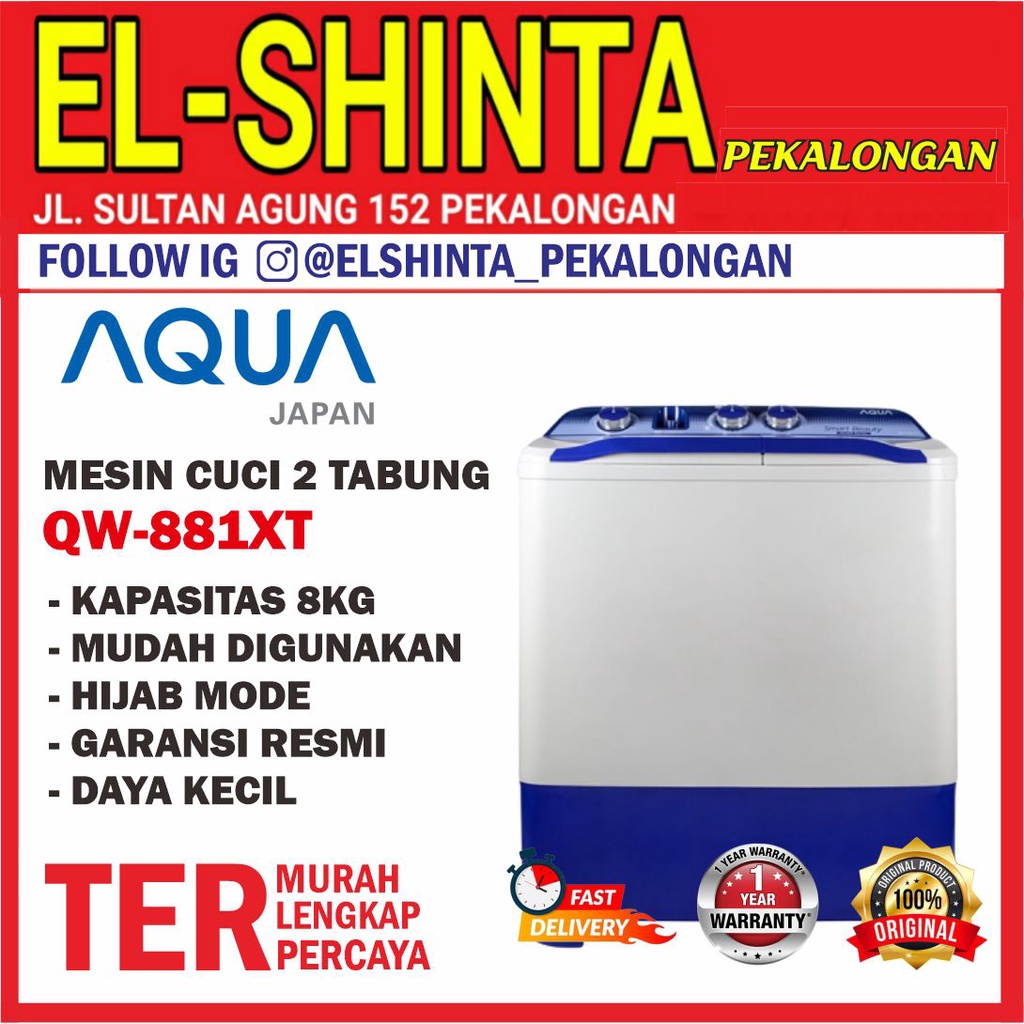 Jual MESIN CUCI AQUA JAPAN 9KG / 8 KG / 7KG QW-781XT/881/981 GARANSI 7 TAHUN | Shopee Indonesia