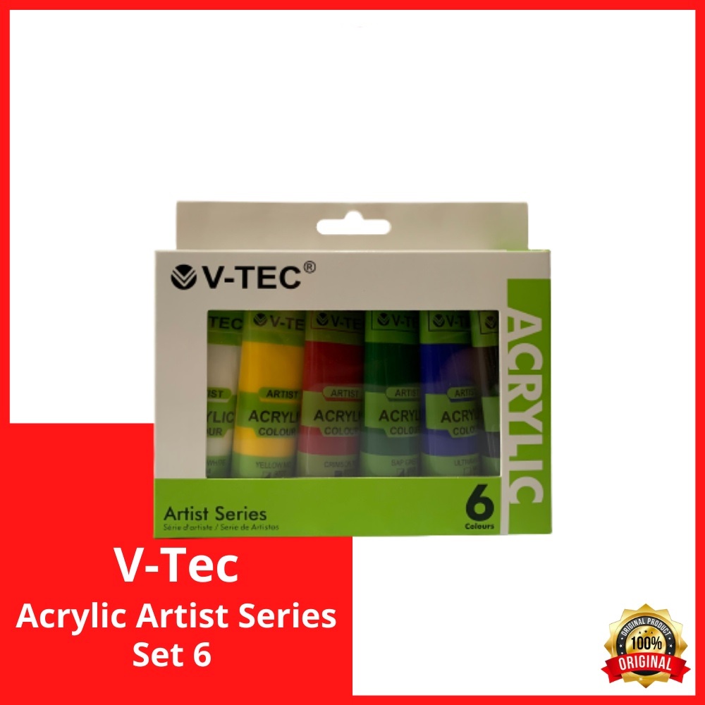 Jual Acrylic V-Tec Artist Series 6 Colours VT-635A / Acrylic Paint V ...