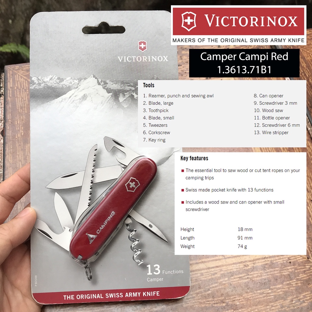 Jual Victorinox Camper Campi Red 1.3613.71B1 Original Swiss Army Knife ...