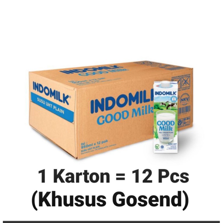 Jual 1 KARTON SUSU INDOMILK UHT FULL CREAM PLAIN 950 ML ( 12 Pcs ) | Shopee Indonesia
