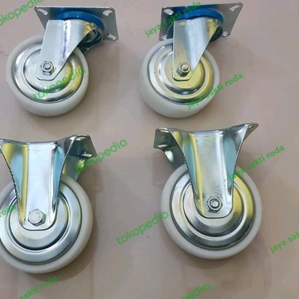 Jual Roda Troley / grobak Nilon 4 inch (2muter 2lurus) | Shopee Indonesia