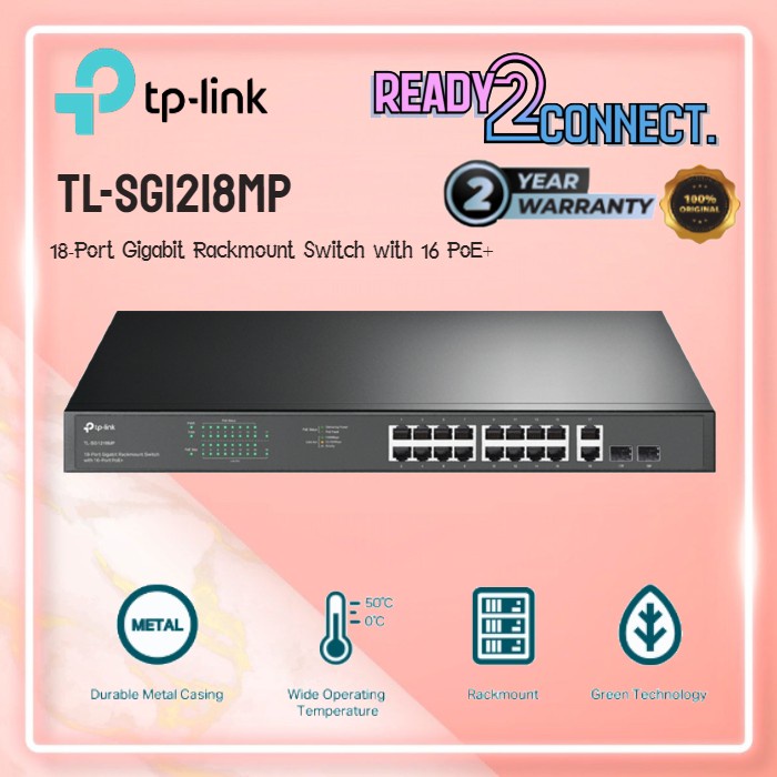 Jual TP LINK TL-SG1218MP 18-Port Gigabit Rackmount Switch with 16 PoE+ ...