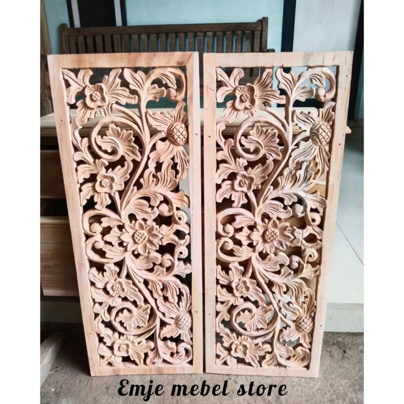 Jual hiasan dinding ukir kayu mahoni ukiran tempel gebyok | Shopee ...