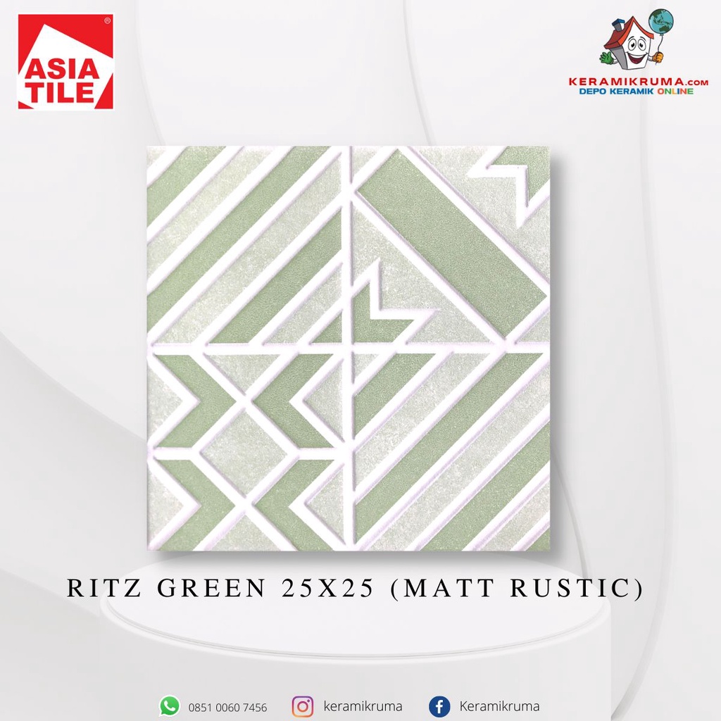 Jual Keramik Lantai Asia Tile 25x25 Ritz Green Matt Rustic Kasar ...