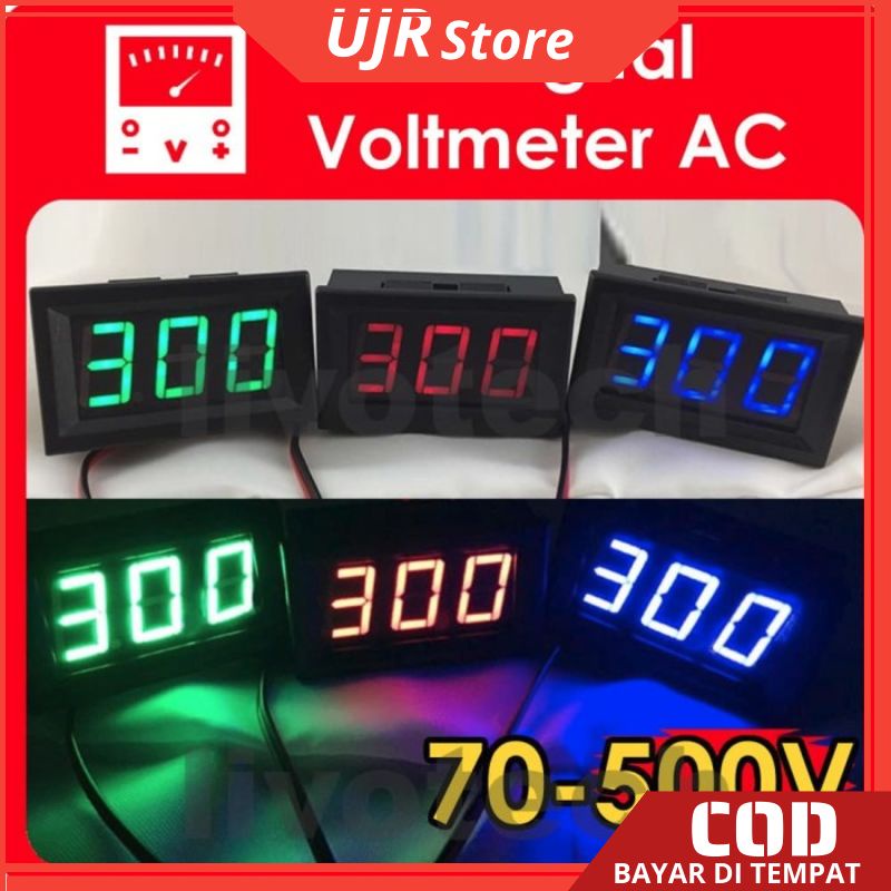 Jual Voltmeter Volt Meter AC PLN Mini Tegangan 70-500V 2 Wire Digital ...