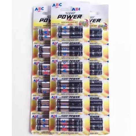 Jual BATERAI ABC SUPER POWER AAA A3 1.5 V ORIGINAL BATERE ELEKTRONIK REMOTE AC TV BATTERY ORI ...