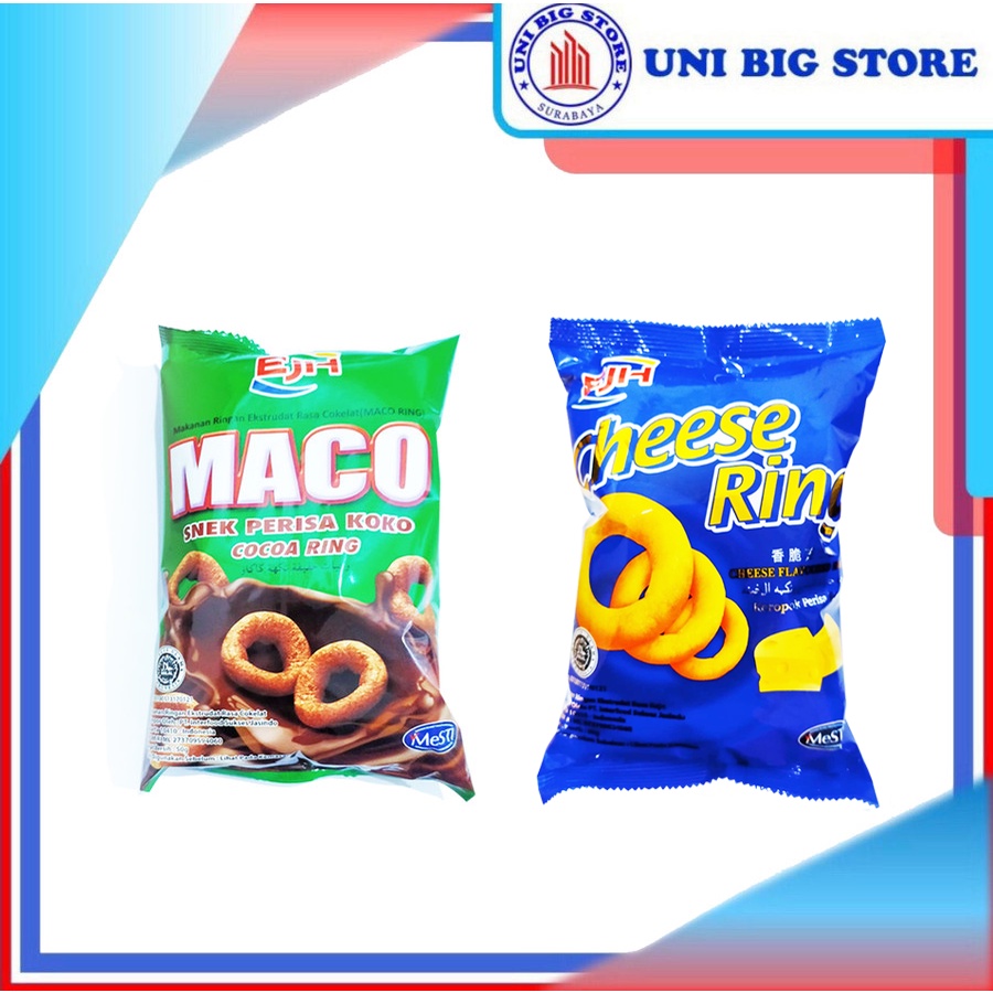 Jual EJH Maco Snack Cocoa Cheese Ring Hot Spicy Drumstick Green Peas 50 ...