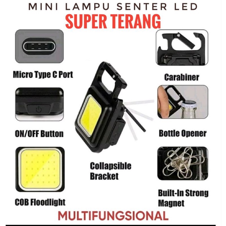 Jual MINI SENTER LAMPU LED EMERGENCY RECHARGEABLE / LAMPU LED GANTUNGAN KUNCI SUPER TERANG ...