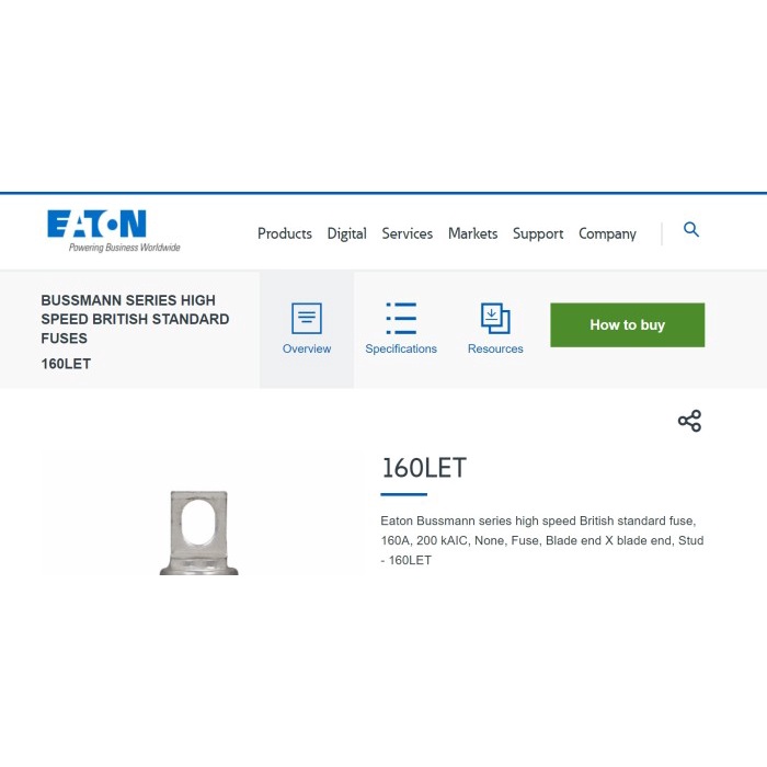 Jual Eaton Bussmann 160LET British Standard Fuse 160A | Shopee Indonesia