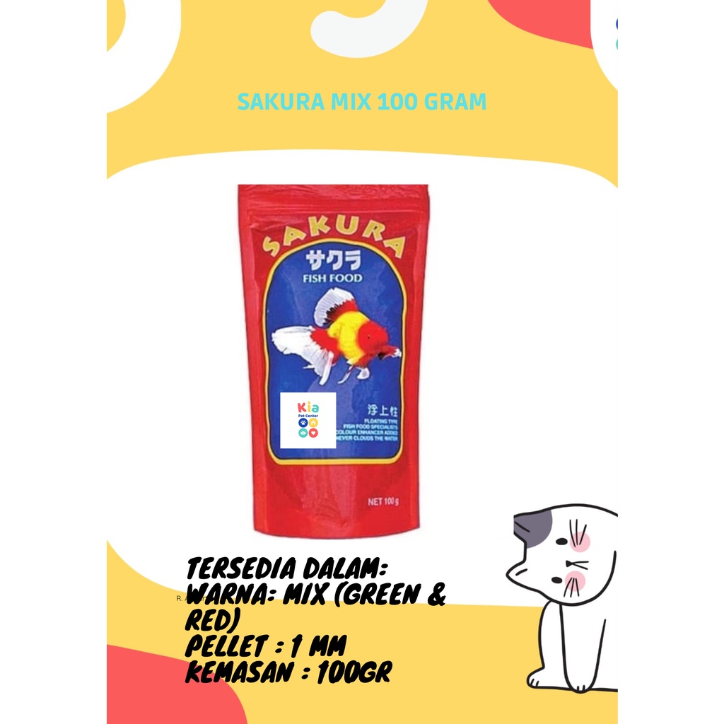 Jual Pellet / Pakan Ikan Sakura Fish Food 1 mm Mix 100 gram SAKURA MIX ...