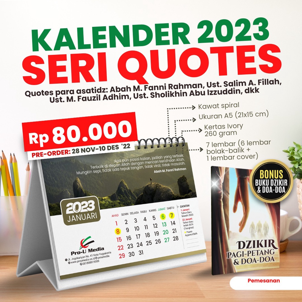Jual PRE-ORDER Kalender Meja / Kalender Duduk 2023: Seri Quotes ...
