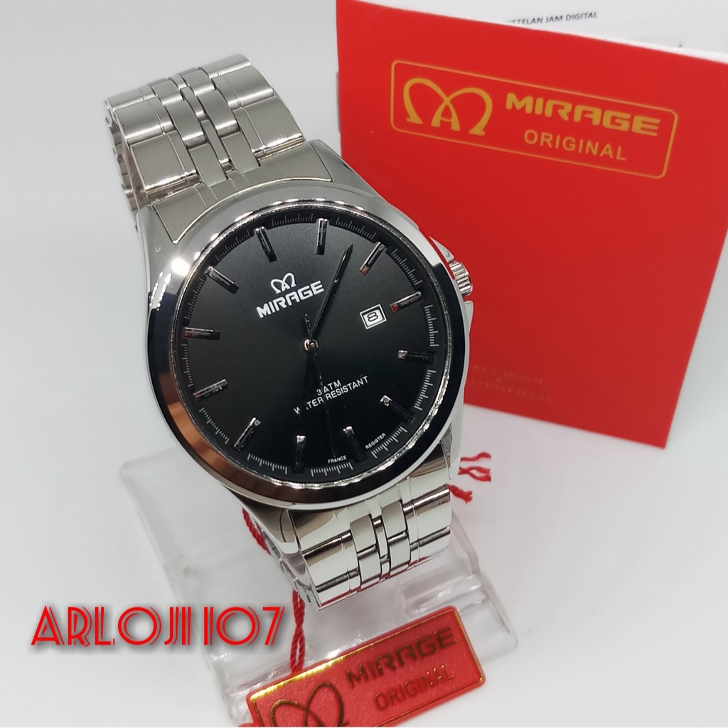 Jual JAM TANGAN MIRAGE PRIA 8709 BRP-M SILVER PLAT HITAM ORIGINAL ...