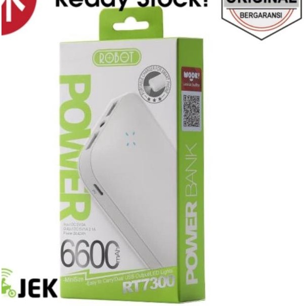 Jual Vivan Robot RT7300 6600mAh 2 USB Powerbank Mini LED White - DAP ...