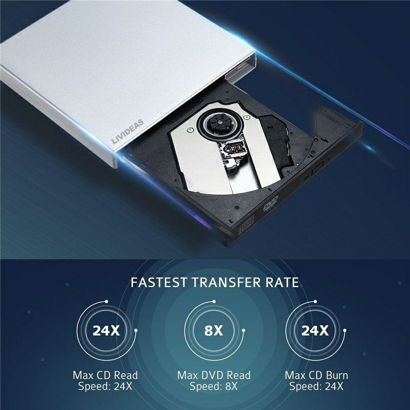 Jual Livideas CD ROM Drive External DVD Drive Slim Portable Optical ...