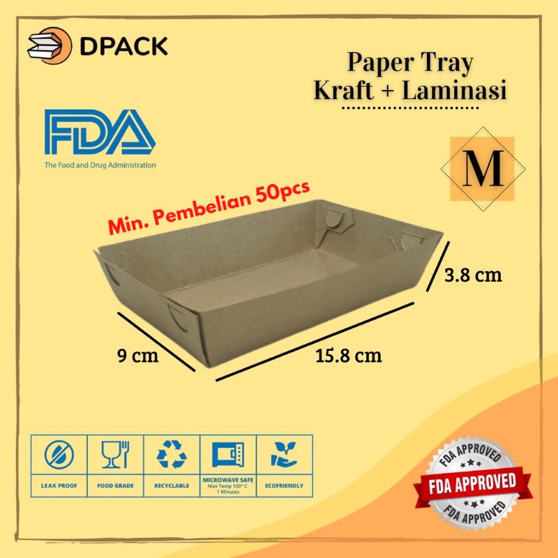 Jual MIN.50pcs | Paper Tray Coklat Size M | TANPA TUTUP l Nampan Kertas ...