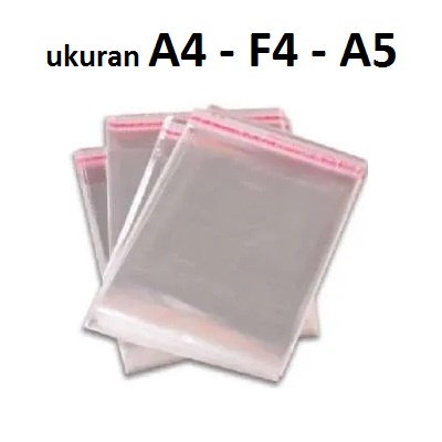 Jual Plastik A4 A5 F4 ada lem model OPP 1 pack (100 lembar) - untuk kertas tipe ukuran 21.5 x 30 ...