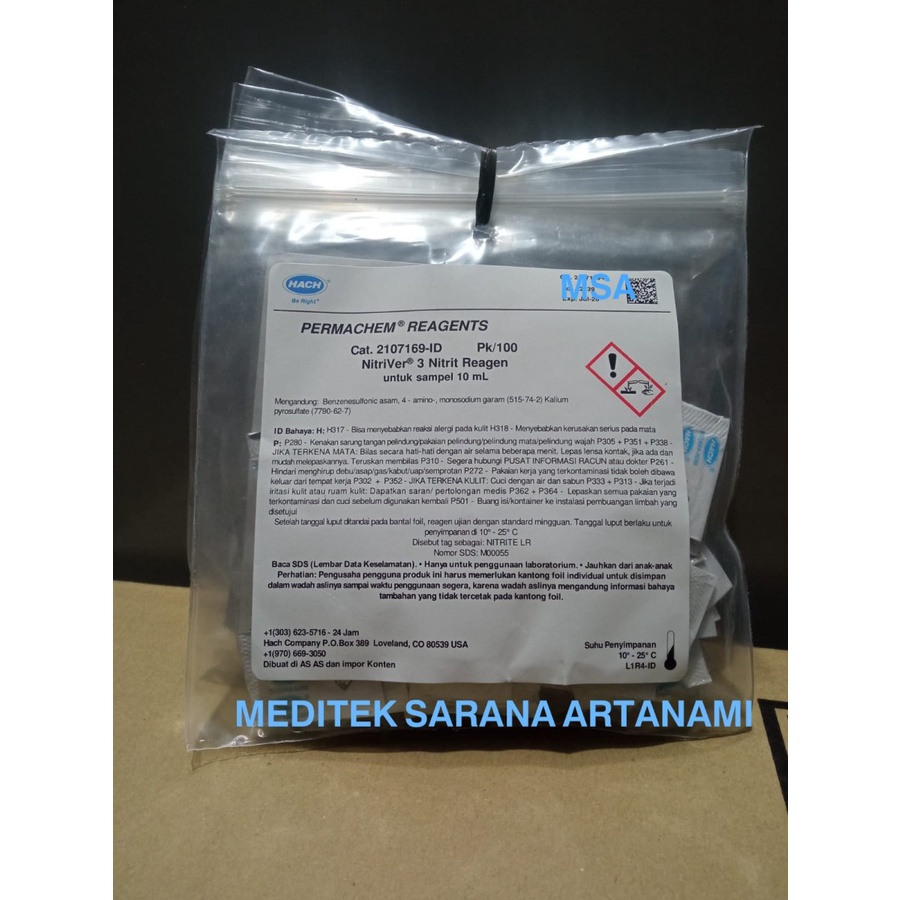 Jual HACH 2107169 NitriVer 3 Nitrite Reagent Powder PIllows, 10 mL, pk ...