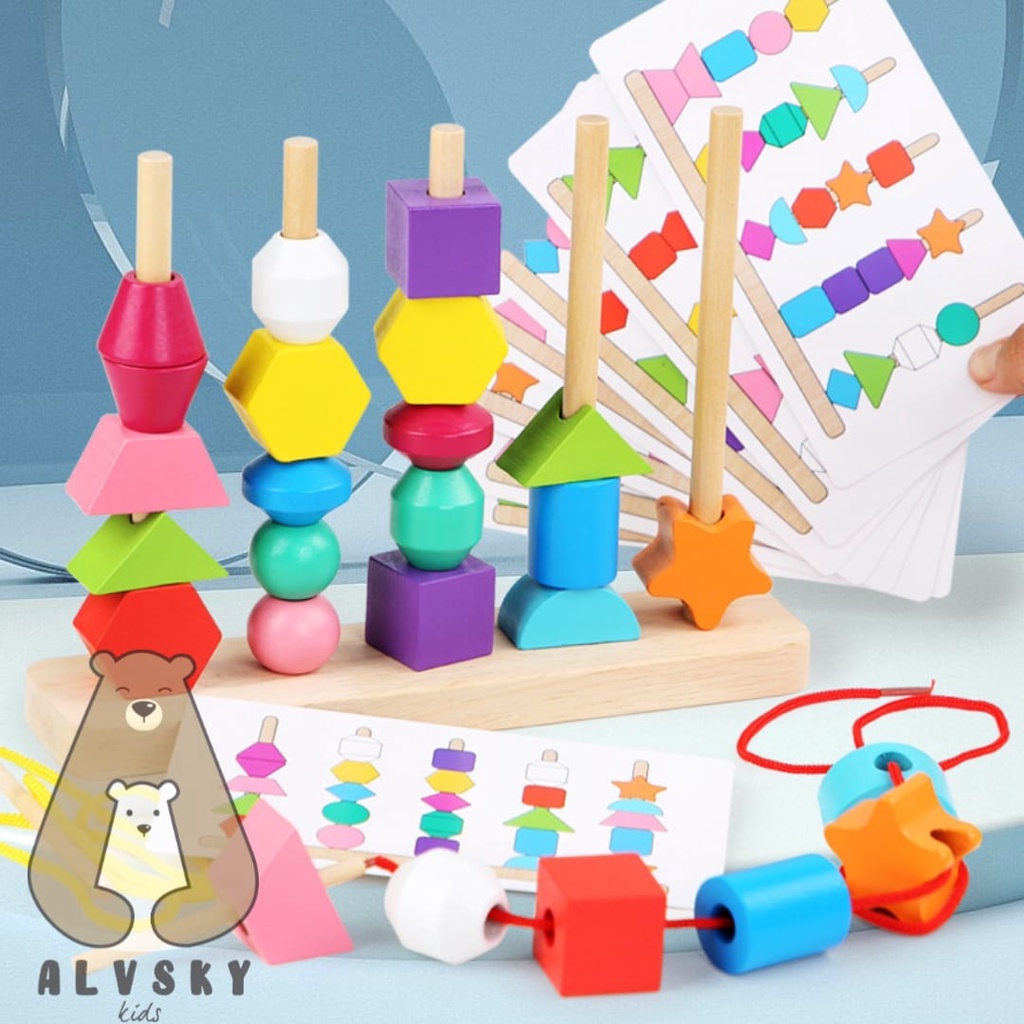 Jual MAINAN EDUKASI ANAK MERONCE DAN MENYUSUN BALOK MENCOCOKKAN BENTUK ...