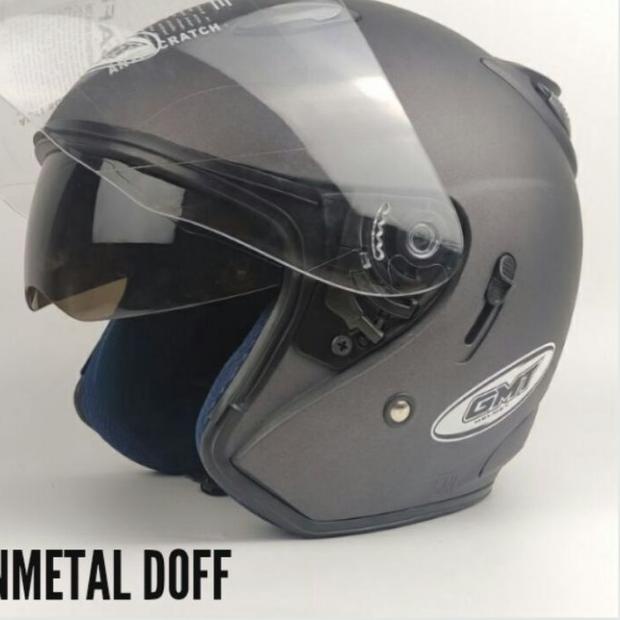 Jual HELM HALF FACE DOUBLE VISOR||GMT BLACK DOFF ORIGINAL||HELM MOTOR ...
