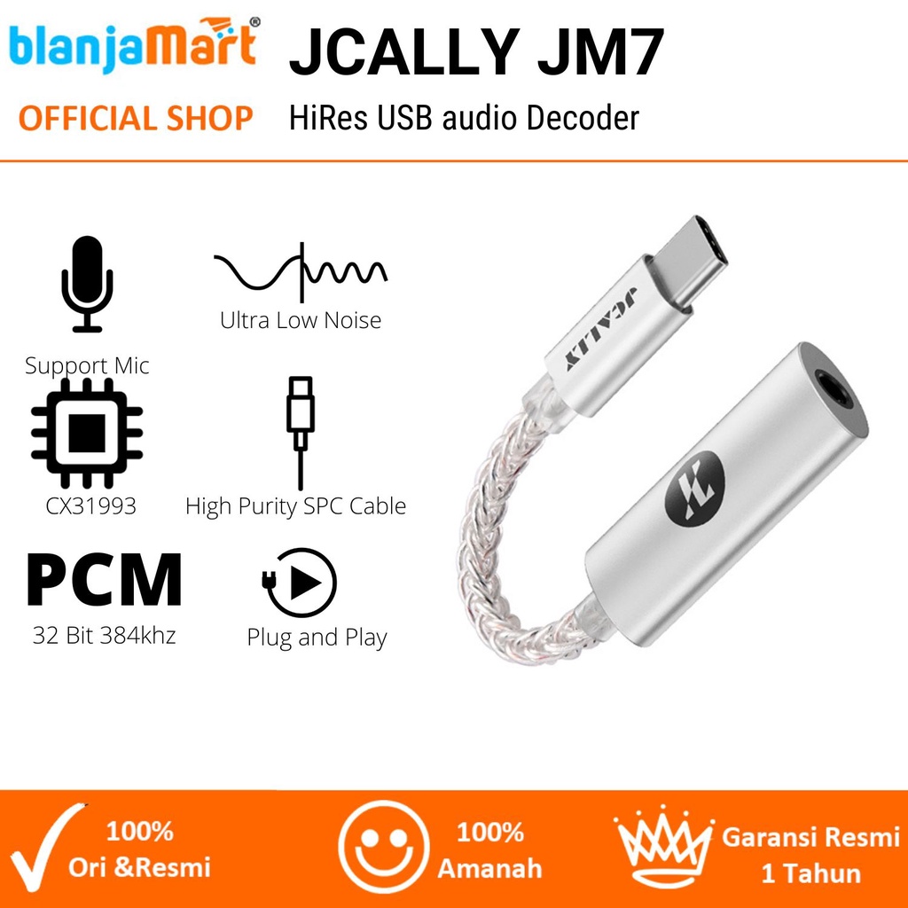 Jual JCALLY JM7 CX31993 Iphone Android Audio Dongle AMP 32 bit 384Khz ...