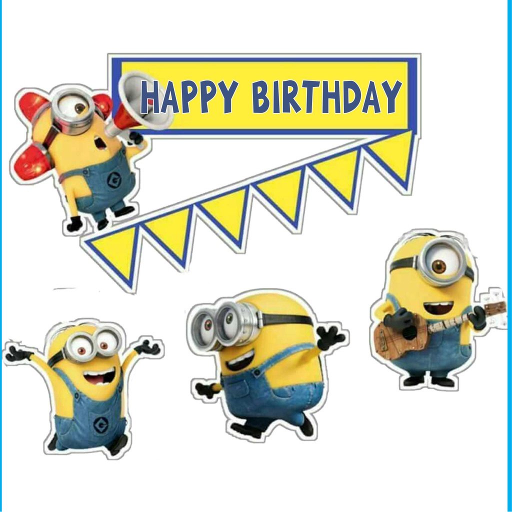 Jual CETAK TOPPER CAKE ULANG TAHUN / HIASAN KUE MINION LABELLE JAYA ...