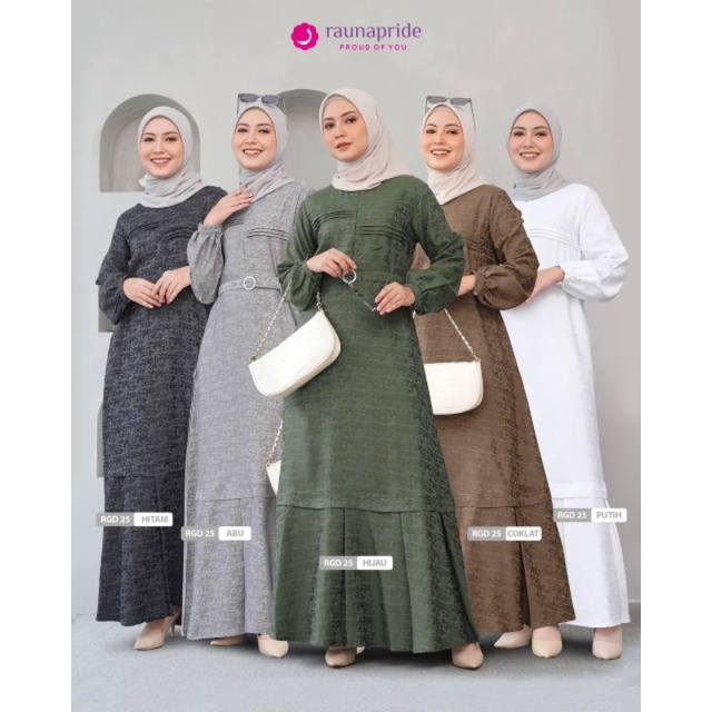 Jual GAMIS RAUNA RGD 25 HITAM,PUTIH,COKLAT,HIJAU,ABU (READY STOK ...