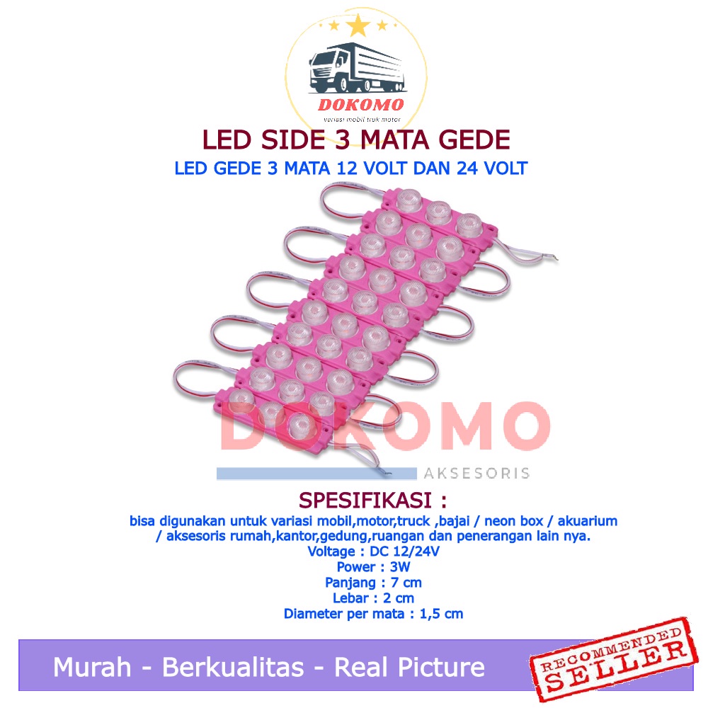 Jual LED GEDE 3 MATA 12 VOLT DAN 24 VOLT LAMPU MOBIL MOTOR | Shopee ...