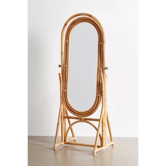 Jual ELANOR Rattan Stand mirror / cermin rotan / cermin rptan berdiri ...