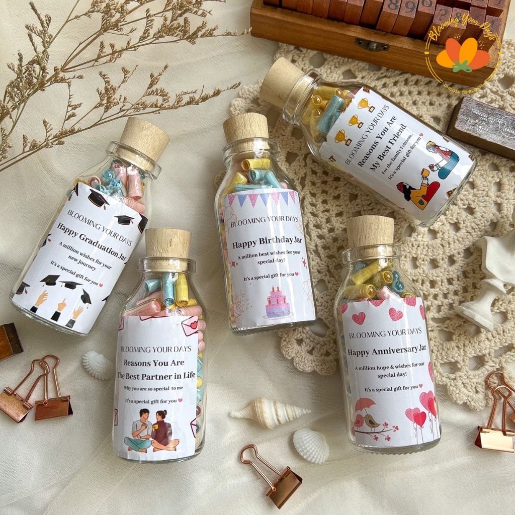 Jual bloomingyourdays Best Wishes Jar jar of notes message in jar ...