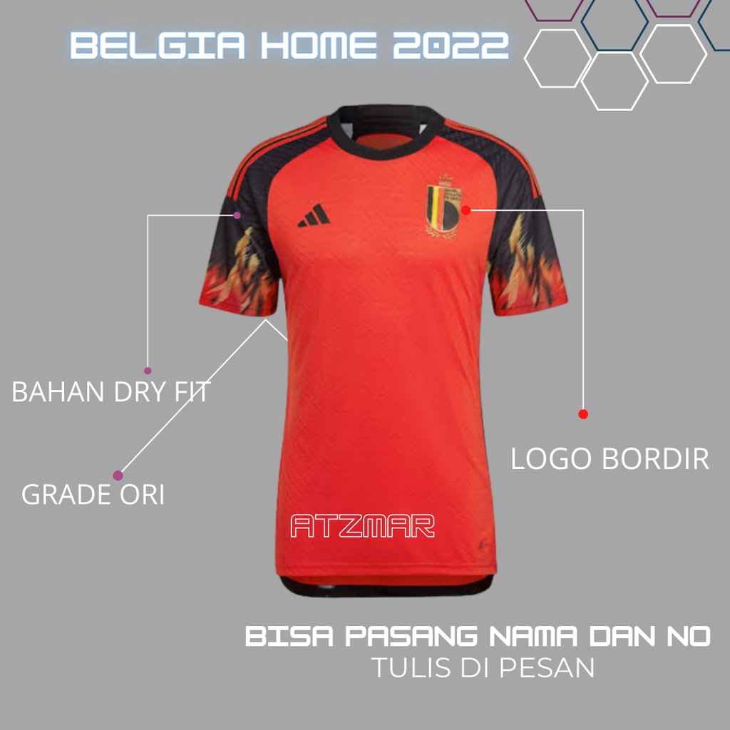 Jual JERSEY BELGIA_PIALA DUNIA QATAR 2022 GRADE ORI IMPORT THAILAND ...