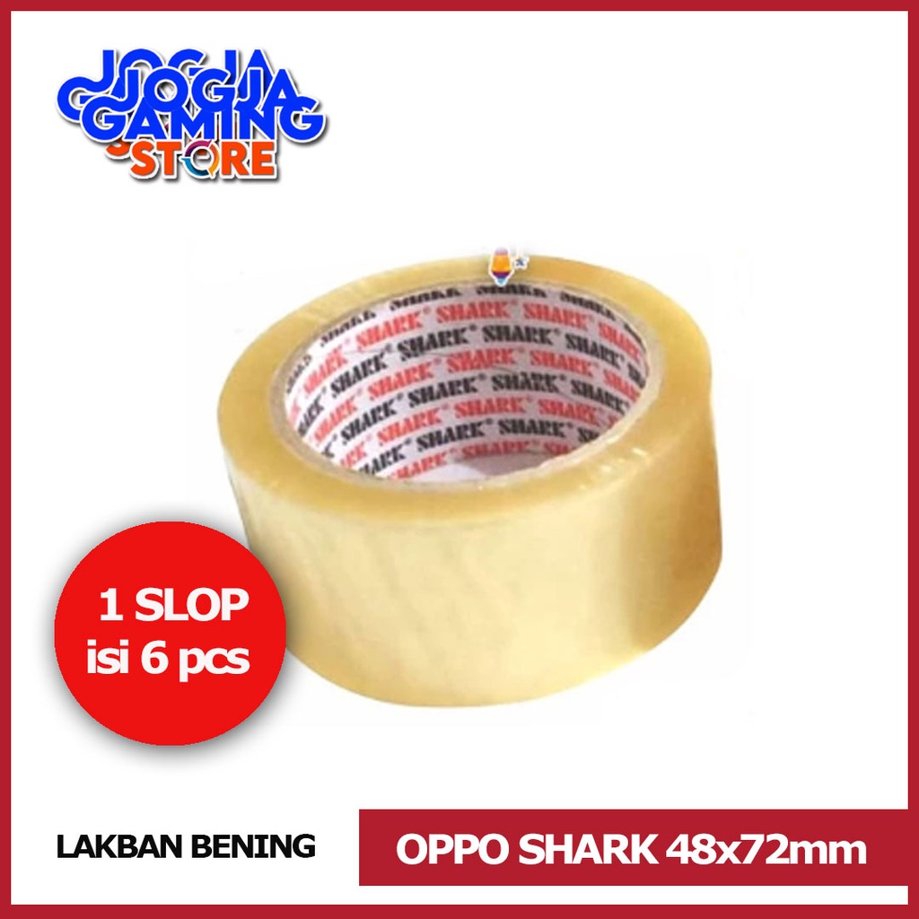 Jual LAKBAN OPP TAPE BENING SHARK 48 mm x 72 m - 1 Slot 6 Pcs | Shopee ...
