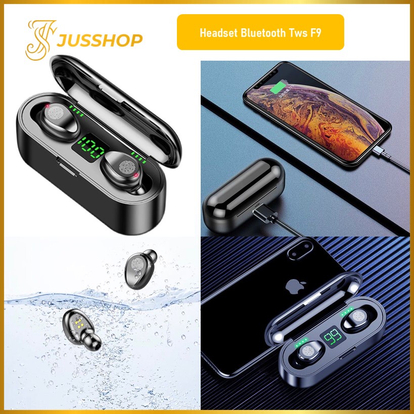 Jual Headset Bluetooth TWS F9 5.0 HiFi Wireless Earphone LED Display Smart Touch | Shopee Indonesia