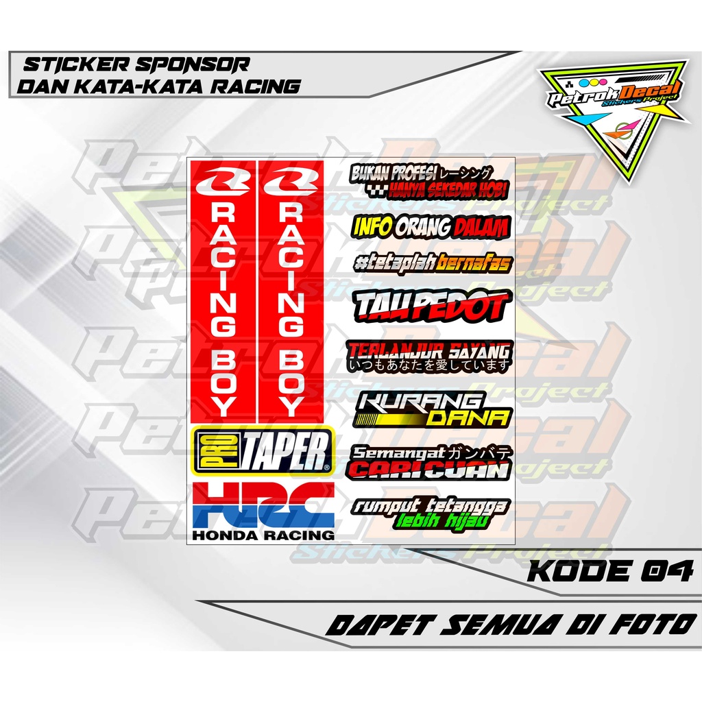 Jual Stiker Pack Sponsor Racing / Stiker Pack Kata Kata Racing / Stiker ...