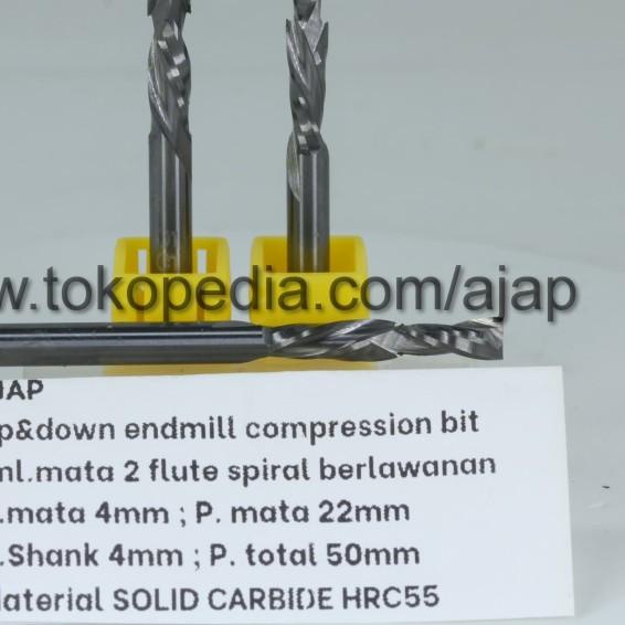 Jual COMPRESSION ENDMILL 2F 4mm UP&DOWN mata ROUTER CNC BIT LAMINATED ...