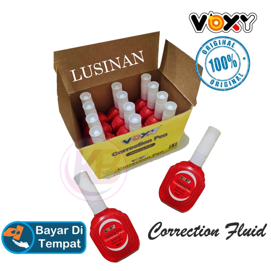 Jual 1 Lusin (12) Tipe Ex Cair - Tipe X - Tipex Voxy VX01 - Cairan Koreksi - Penghapus Cair ...