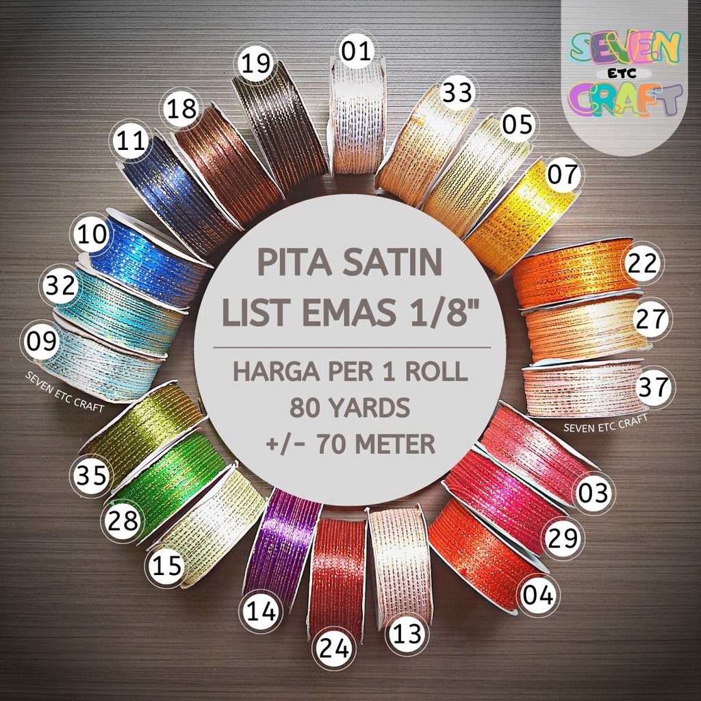 Jual Pita Satin List Emas 1/8 inch ( 0,3 cm ) | Shopee Indonesia