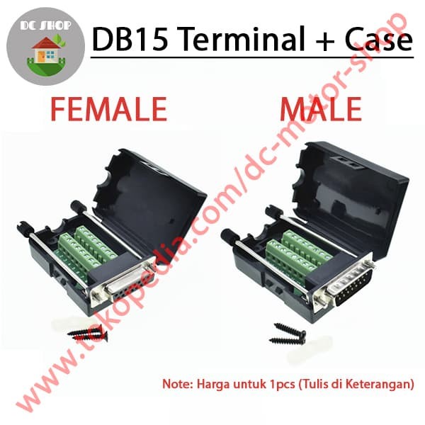 Jual Kabel Db15 Terminal Connector With Cover Male / Female / Terminal ...