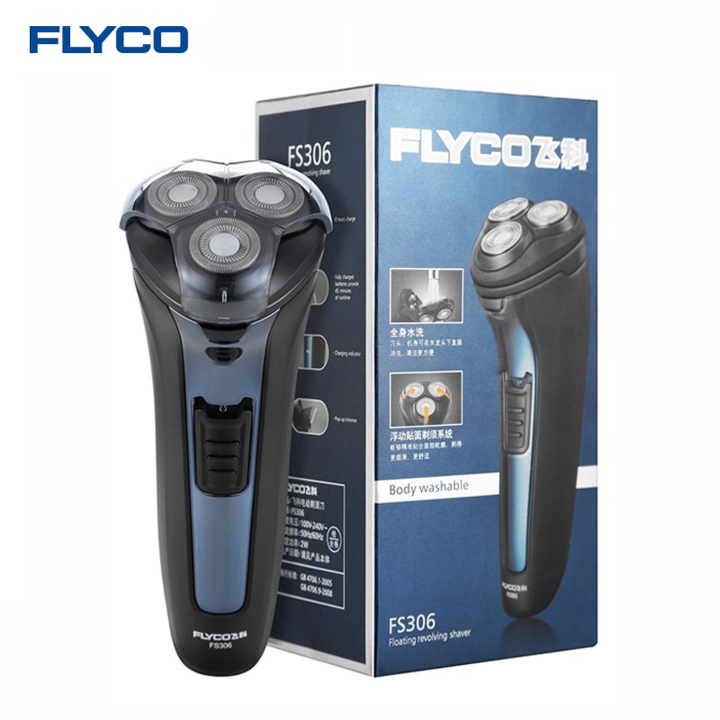 Jual FLYCO Electric Shaver FS306 Rechargeable 3D Triple Floating Blade Heads Face Care Men Beard ...