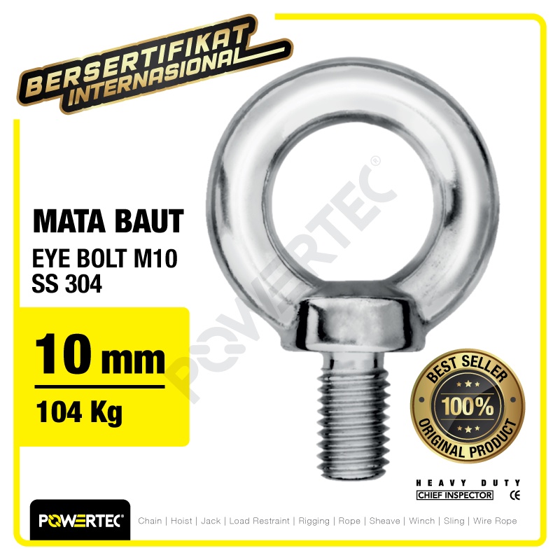 Jual POWERTEC Eye Bolt / Mata Baut SS 304 M10 | Shopee Indonesia