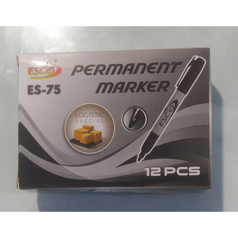 Jual spidol esco permanent hitam(1 pack isi 12 pcs) es-75 | Shopee ...
