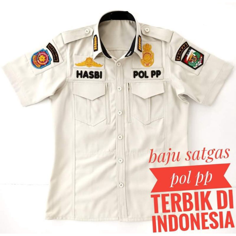 Jual KEMEJA POL PP Cream LUSTER BAGUS PLUS ATRIBUT | Shopee Indonesia