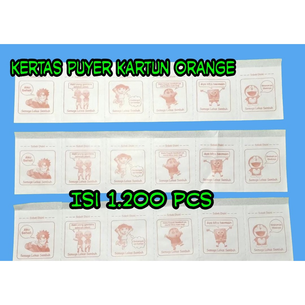 Jual Kertas Puyer Obat Logo Kartun Orange Isi 1.200 Kantong/Kertas ...