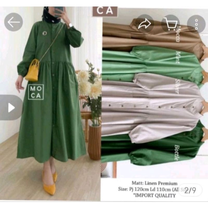 Jual Midi Dress Polos Katun Linen Rami Premium Pocku Midi Dress Katun Linen Rami | Shopee Indonesia