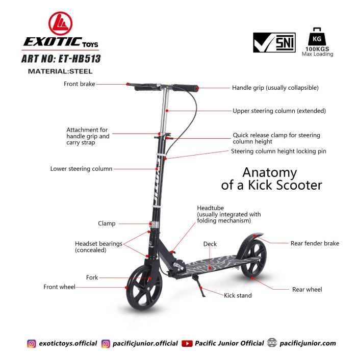 Jual Skuter Scooter / Skuter / Otoped Lipat Dewasa Dan Anak Roda Besar ...