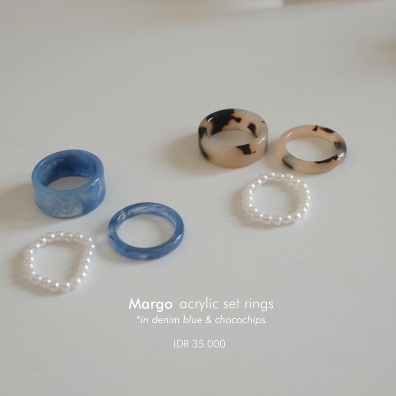 Jual Ark.co - Margo set ring cincin acetate akrilik pearl mutiara tumpuk minimalis | Shopee ...