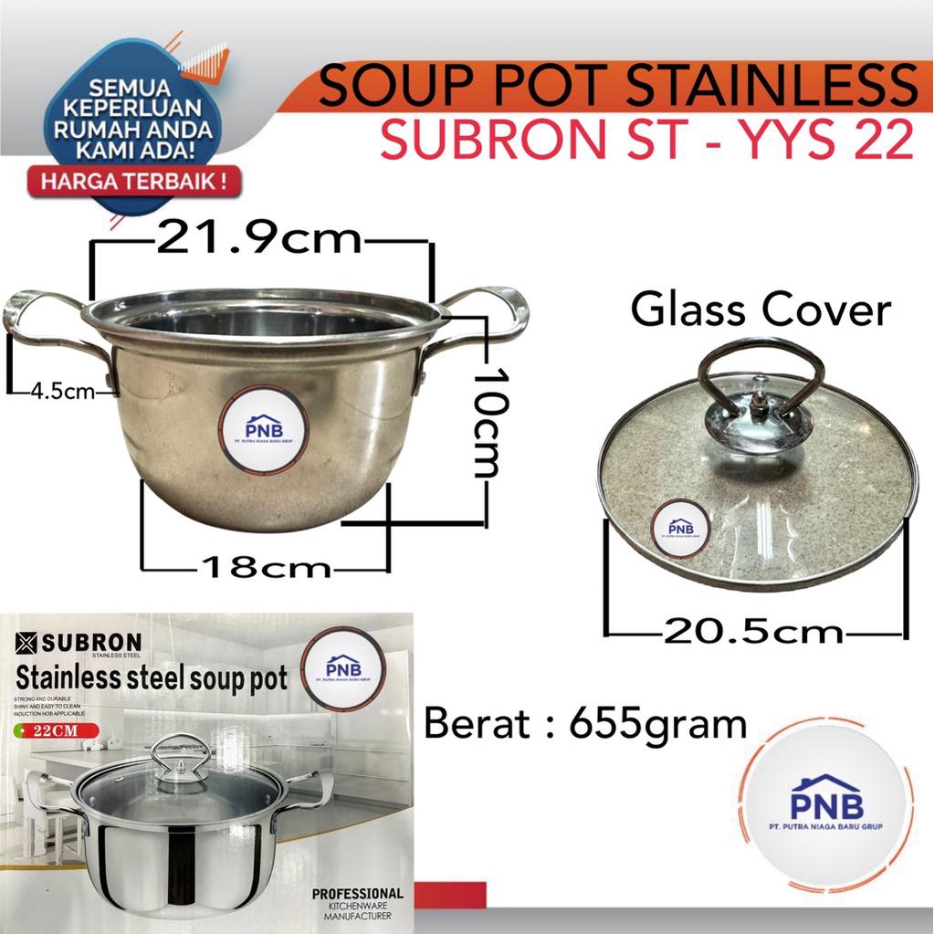 Jual SUBRON Panci Sop Stainless Steel YYS-22 Stainless Steel Soup Pot ...