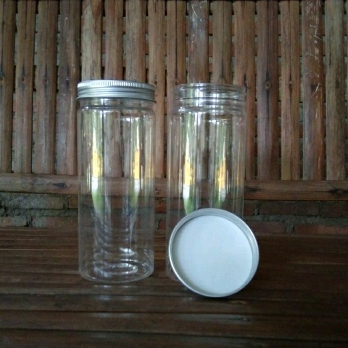 Jual Toples Polos mini 400 ml tutup aluminium Panjang Tabung Silinder Plastik Pet Jar Bening ...