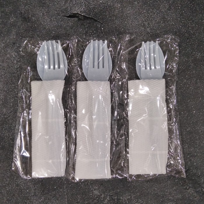 Jual Eat Tools Sendok Garpu Tisu Set 50 Pak Alat Makan Plastik Putih ...