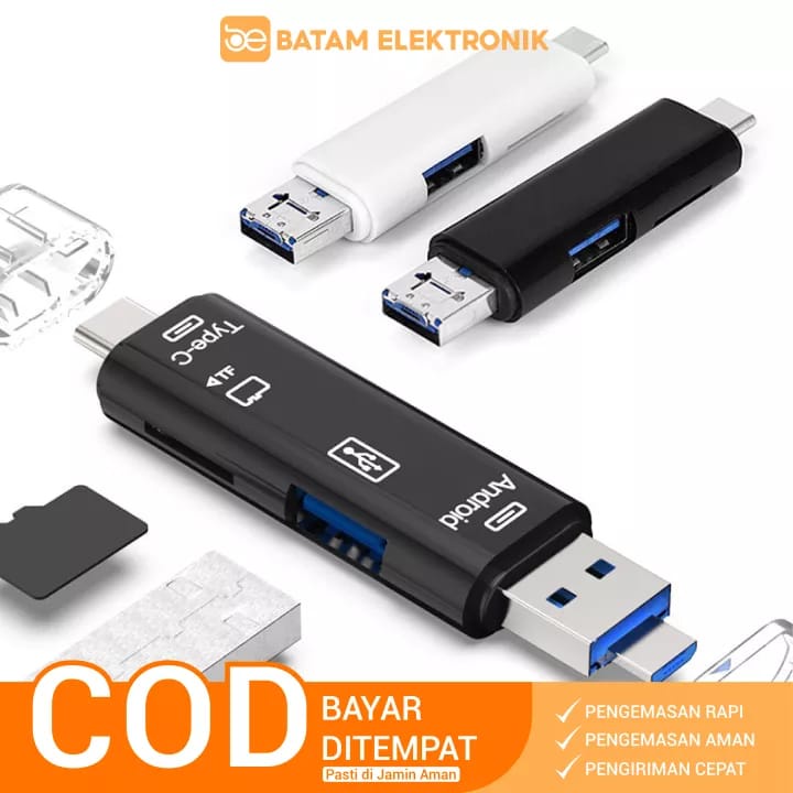 Jual OTG 5 IN 1 USB 2.0 TYPE C, MICRO USB, OTG HUB MICRO SD/TF MEMORI ...
