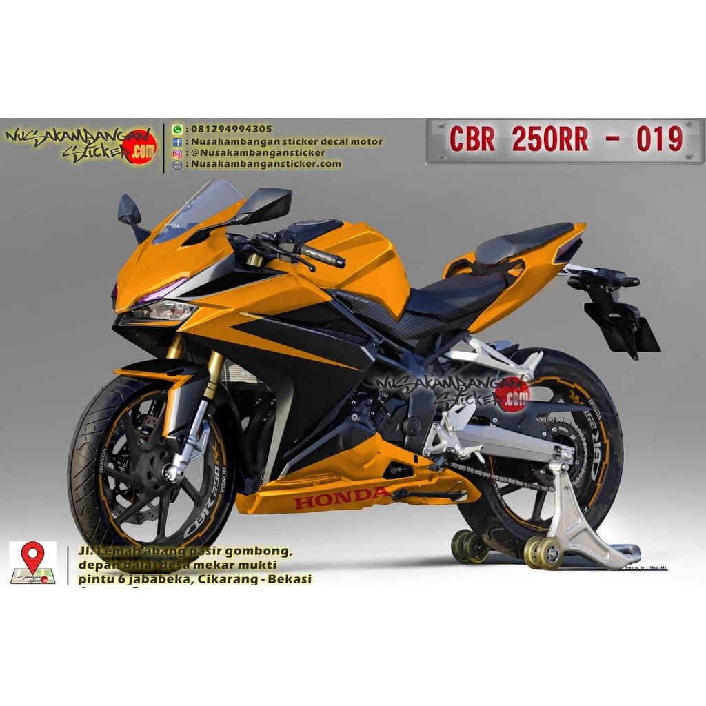 Jual STIKER DECAL SEPEDA MOTOR HONDA CBR 250 RR FULL BODY KUNING HITAM ...